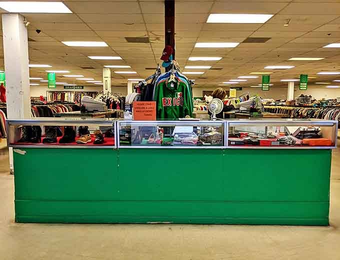 Command central where treasures are tallied. The green counter has witnessed countless "I can't believe this only costs a dollar!" exclamations.