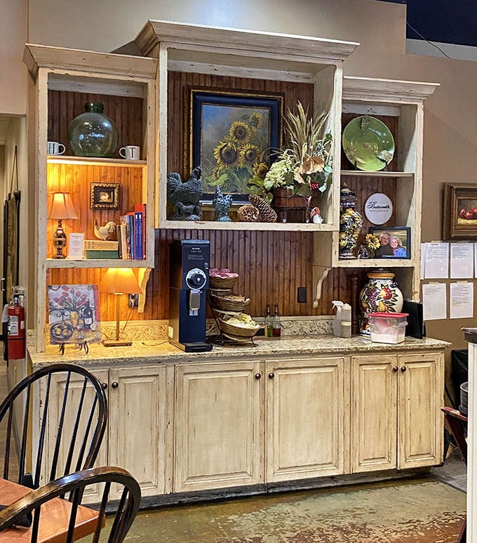 This isn't just a coffee station&mdash;it's morning salvation headquarters with a side of rustic charm.