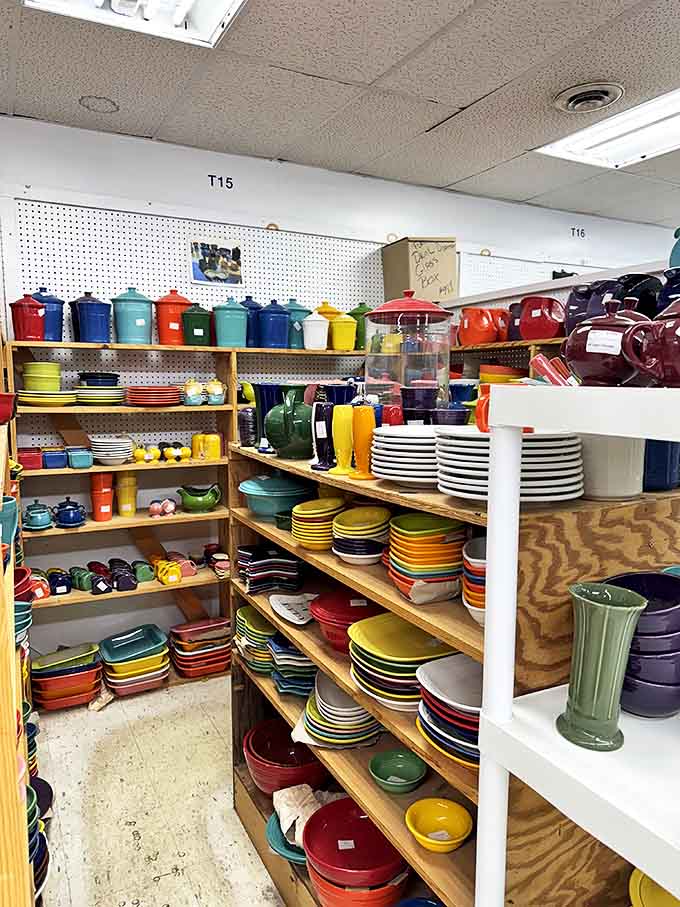 Fiestaware paradise! A rainbow of mid-century dinnerware that makes every meal feel like a special occasion.