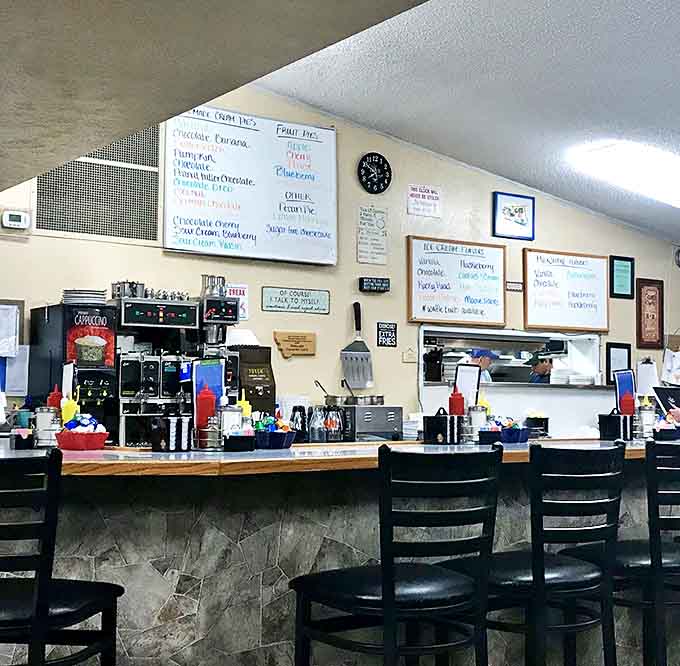 The command center of comfort food operations. Those whiteboards listing daily specials might as well read "Things That Will Make Your Day Better."