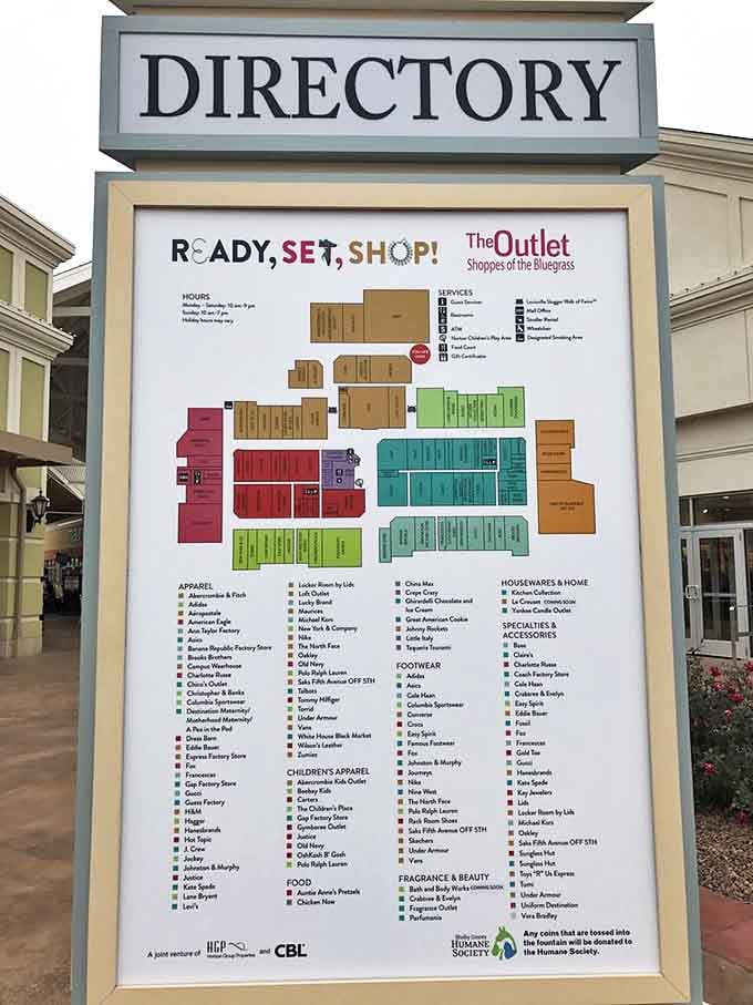 The mall directory: part treasure map, part strategy guide for the serious shopper. X marks the spot for retail therapy.