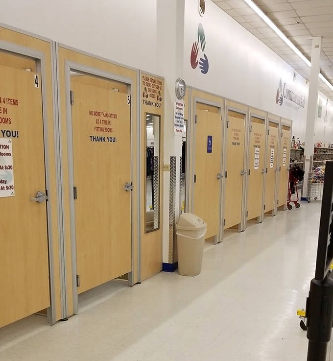 Clean, well-lit fitting rooms eliminate the guesswork, ensuring that vintage blazer actually fits before you commit to bringing it home.