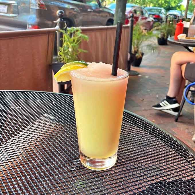 Summer in a glass &ndash; this frosty, peachy concoction is what happens when adult beverages meet poolside refreshment.