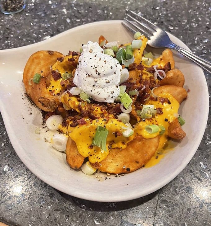 Irish nachos: where potato meets cheese in a cultural fusion that proves some of the best ideas happen by delicious accident.