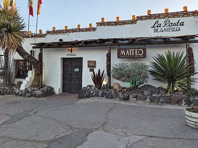 La Posta de Mesilla's entrance promises culinary adventures behind those wooden doors&mdash;where New Mexican flavors have been perfected over generations.