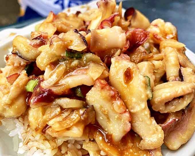 Tako poke transforms octopus from intimidating sea creature to irresistible snack. These tender morsels make you wonder why you ever feared tentacles in the first place.