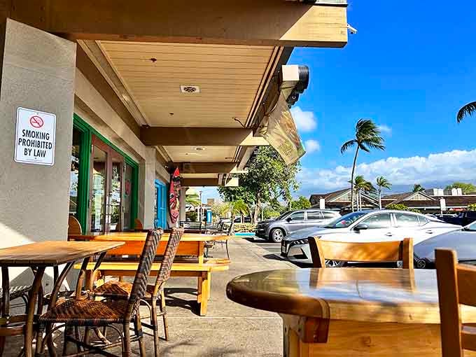 Outdoor tables where the trade winds do the air conditioning. The perfect spot to contemplate why mainland fish never tastes quite this good.