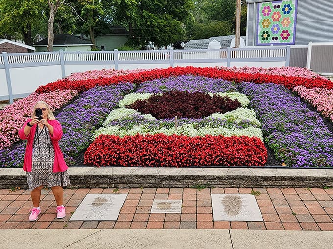 Nappanee's famous quilt gardens blend horticultural artistry with quilting traditions. Like their cooking, even their flowers are arranged with mathematical precision and artistic flair.