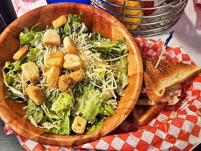 The Caesar salad offers a token nod to nutrition &ndash; a brief vegetable intermission in an otherwise indulgent food symphony.