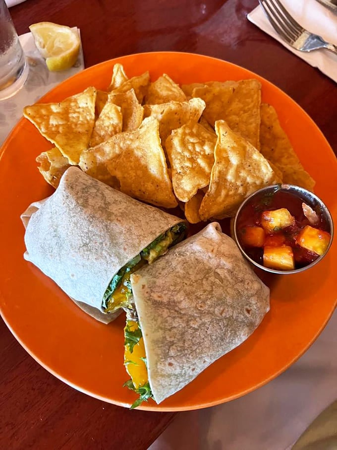 Healthy-ish never looked so tempting&mdash;this wrap and its crispy chip sidekicks prove that "light lunch" doesn't have to mean "sad desk salad."
