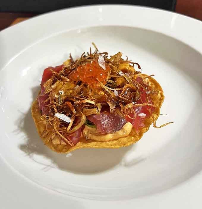 This tuna tostada looks like modern art, but unlike museum pieces, you're encouraged to devour this masterpiece.