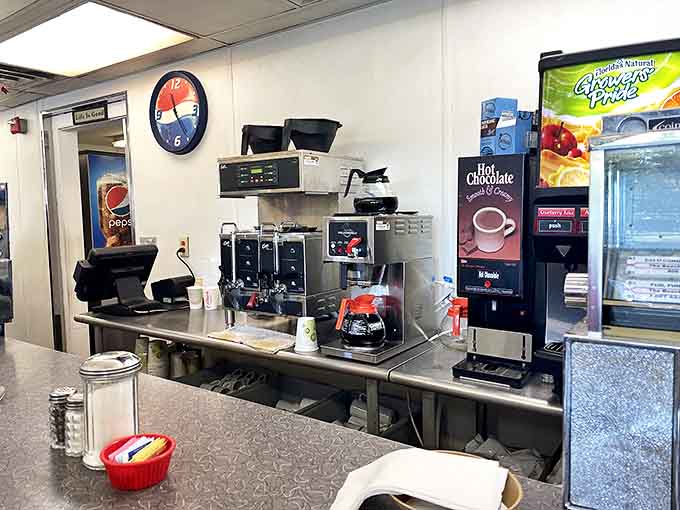 The coffee station&mdash;command central for the entire diner experience. Where liquid energy meets the promise of unlimited refills.