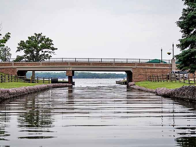 The channel connecting Fairmont's chain of lakes offers peaceful water views and fishing spots just minutes from downtown amenities.
