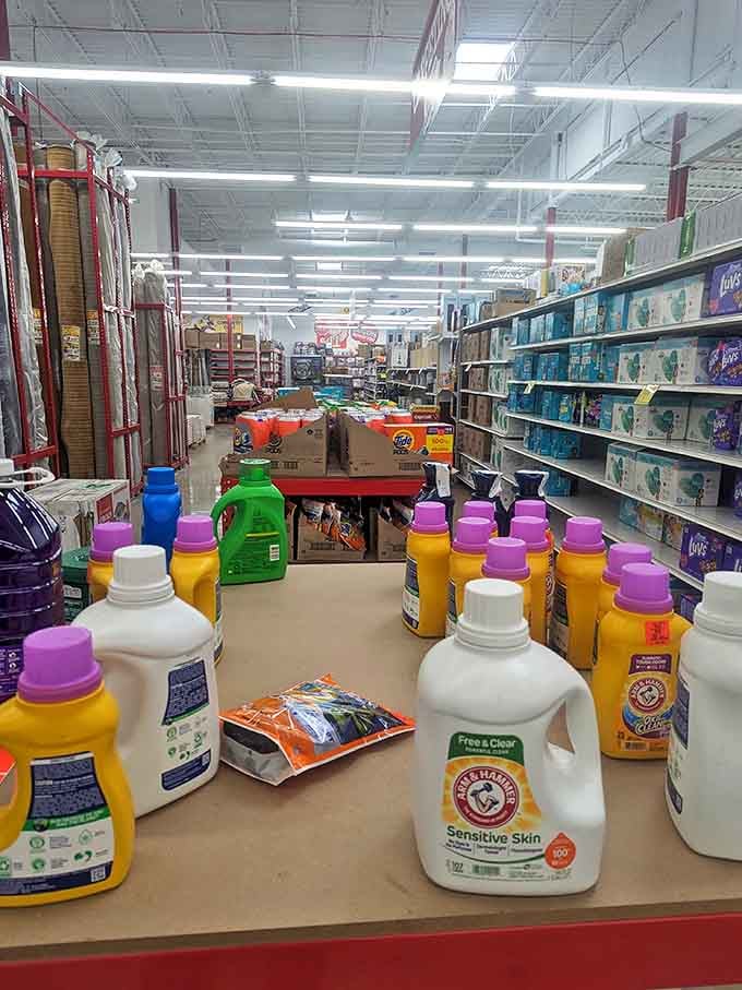 Laundry detergent alley &ndash; where clean clothes and clean savings come together in perfect, sudsy harmony.