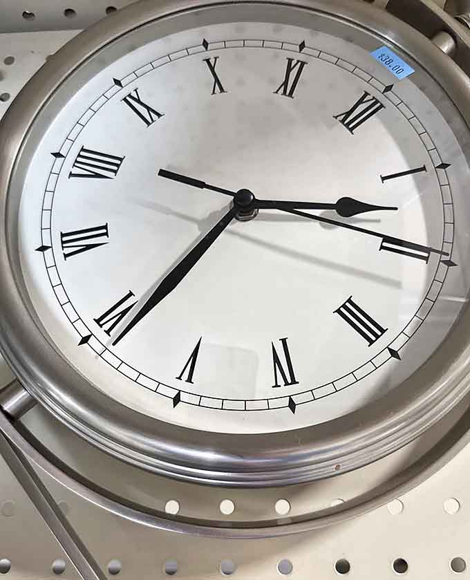 Time literally stands still at $38 for this elegant wall clock&mdash;a stylish statement piece that would cost three times as much new.