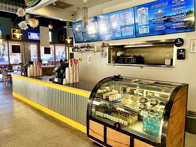 Where the magic happens &ndash; the counter where ocean meets desert, and seafood dreams become delicious reality.