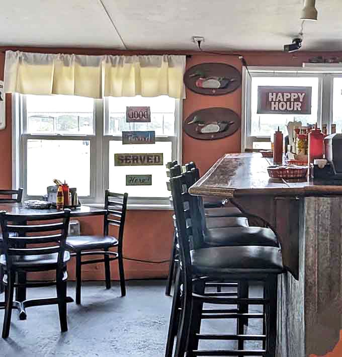 Counter seating with a view&mdash;where solo diners become temporary neighbors and "Good Food Served Here" isn't just a sign, it's a promise.
