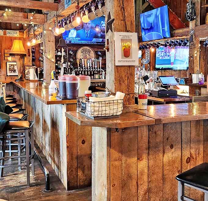 The bar where barbecue dreams come true. Those wooden panels have absorbed decades of stories and the sweet perfume of smoke.