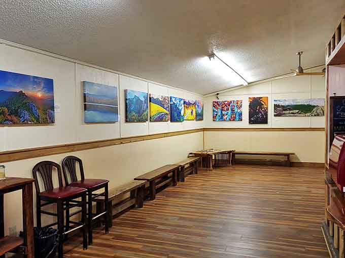 While you wait for breakfast magic, feast your eyes on local artwork that captures the Blue Ridge beauty just outside these walls.