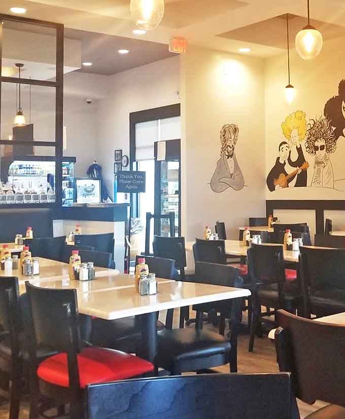 Clean lines, bright spaces, and more cartoon characters create an atmosphere that's both whimsical and welcoming &ndash; deli dining with a side of smile.