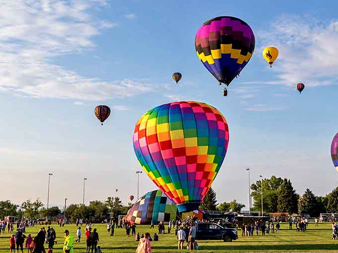 The Riverton Rendezvous hot air balloon rally fills the sky with colors that would make your Instagram followers think you've discovered Oz.