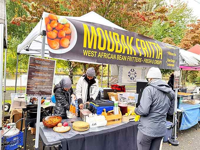 West African bean fritters tempt market-goers with global flavors. Your taste buds can travel internationally without leaving Seattle!