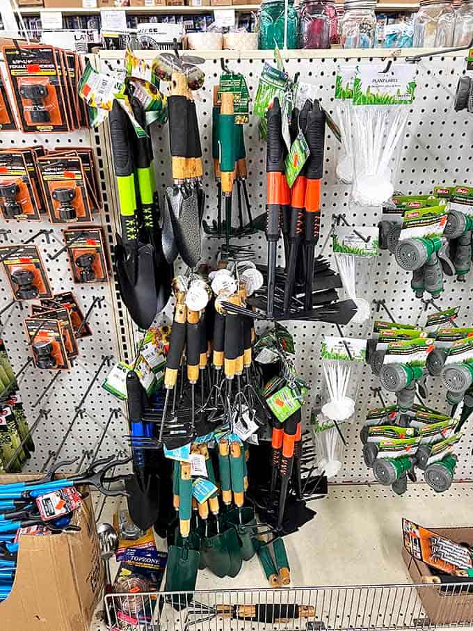 Garden tools stand ready for botanical adventures&mdash;green thumbs not included, but definitely affordable.