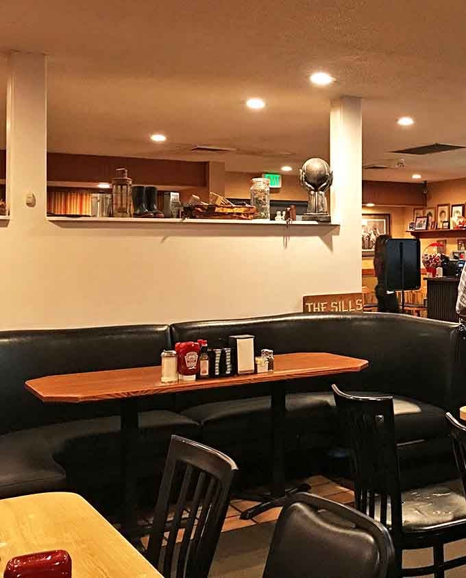 Cozy booths invite you to slide in, settle down, and forget about counting calories for the next hour or so.