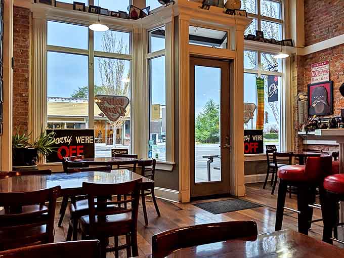 Inside, wooden tables and chairs invite guests to settle in, where countless conversations, confessions, and coffee refills have happened.