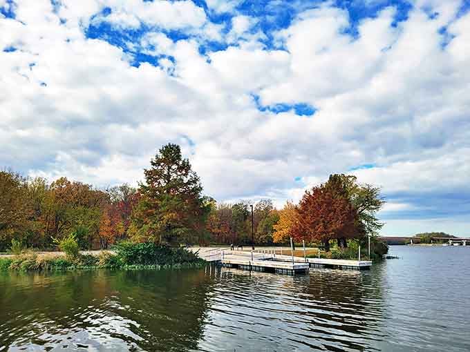 Autumn's paintbrush transforms this dock into the perfect launching point for both boats and contemplative thoughts about life's changing seasons.