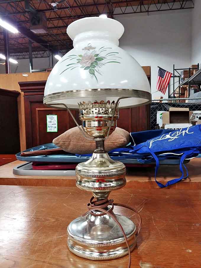 This vintage lamp has seen things. With its floral shade and ornate base, it's practically begging to illuminate your next great novel-reading session.