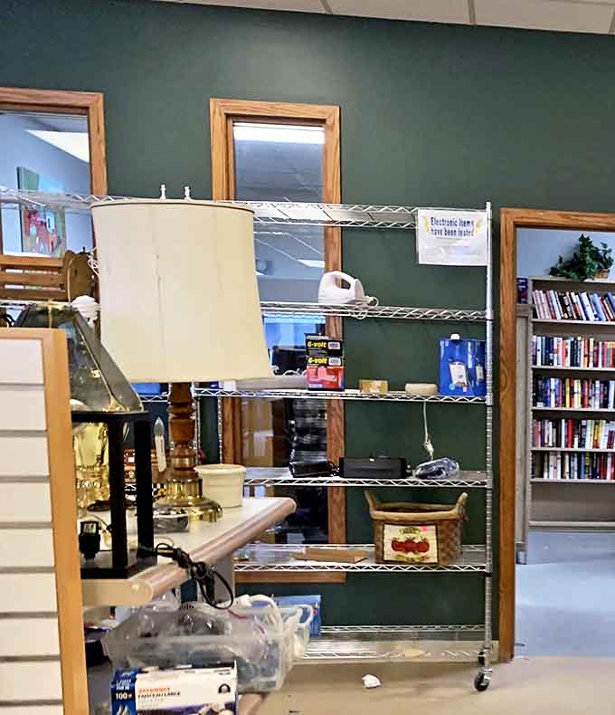 The lamp section shines with potential. That brass beauty could be the statement piece your reading nook has been missing.