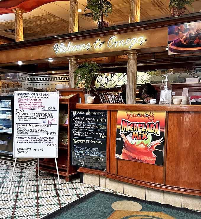 The welcome counter feels like the gateway to breakfast nirvana, complete with daily specials that tempt you away from your usual order.