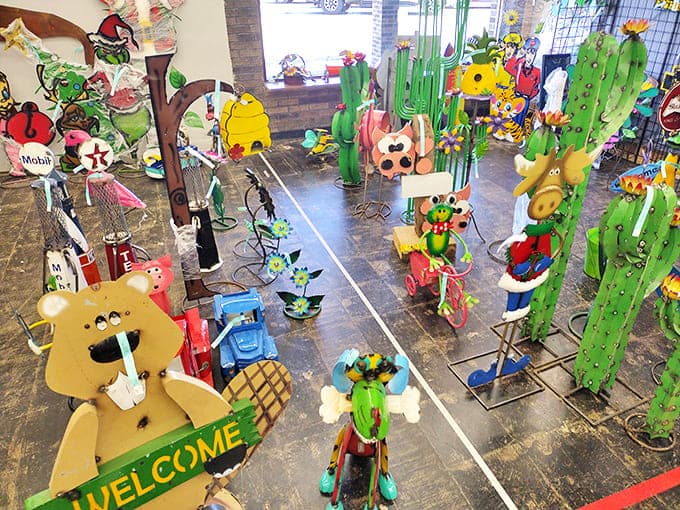 A whimsical garden of metal creatures and cacti proves that lawn ornaments don't need to be limited to the traditional gnome&mdash;these characters bring personality to any yard.