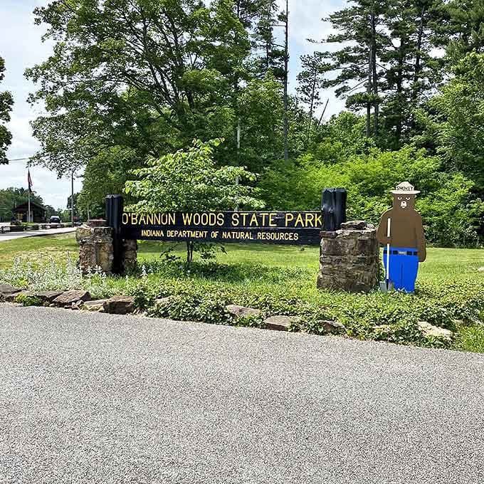 The entrance sign: your official invitation to leave behind deadlines, emails, and whatever else is cluttering your mental inbox.