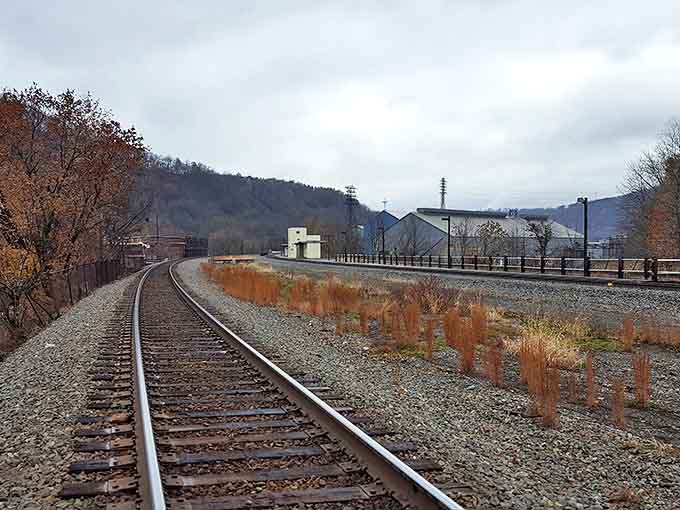 Railroad tracks cutting through autumn's palette remind us that Johnstown was built on connections&mdash;steel rails that carried dreams and determination.