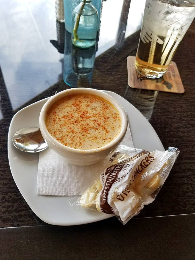 A bowl of creamy seafood chowder that warms the soul&mdash;Maine's liquid gold topped with a sprinkle of paprika.