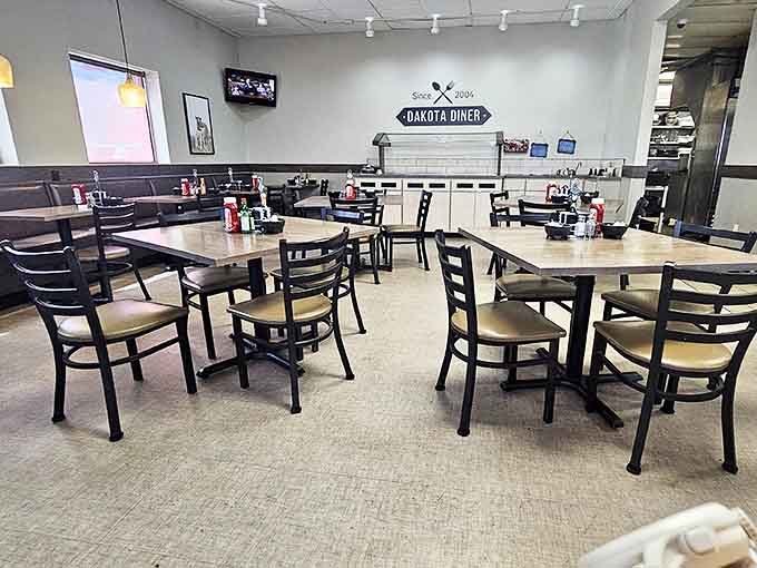 Clean, comfortable, and unpretentious&mdash;the dining room isn't trying to be Instagram-famous, just a reliable friend to hungry patrons.