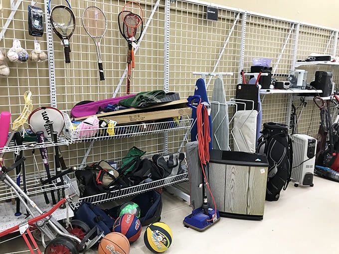 The sports equipment corner: where fitness dreams get a second chance and that tennis racket might finally find someone who'll use it.
