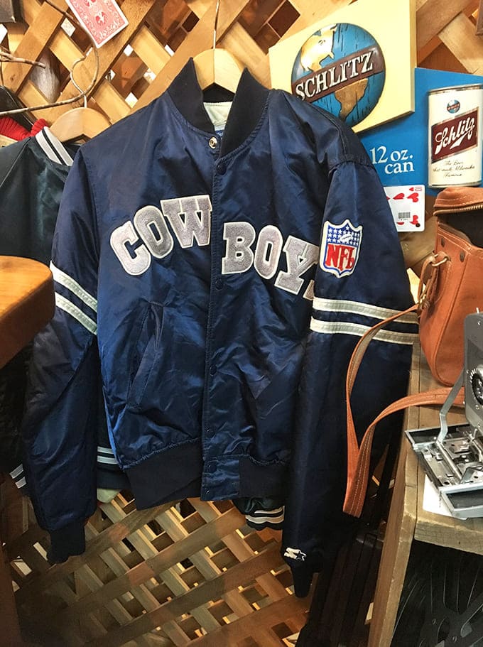 This vintage Cowboys jacket has seen more football history than most sports commentators. Those shoulder pads are practically a time machine to the '90s.