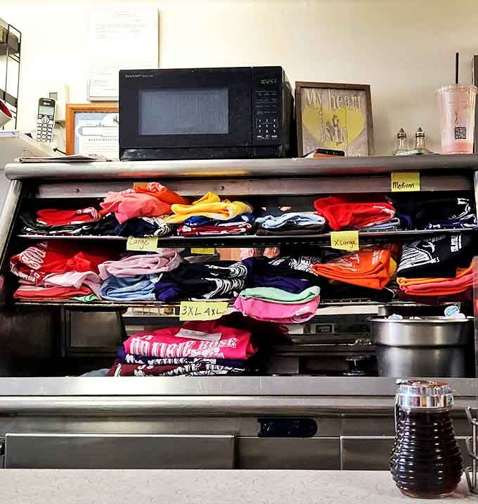 Merchandise display that says, "Yes, you can take a piece of Prairie Rose home," though it won't taste quite as good as the real thing.