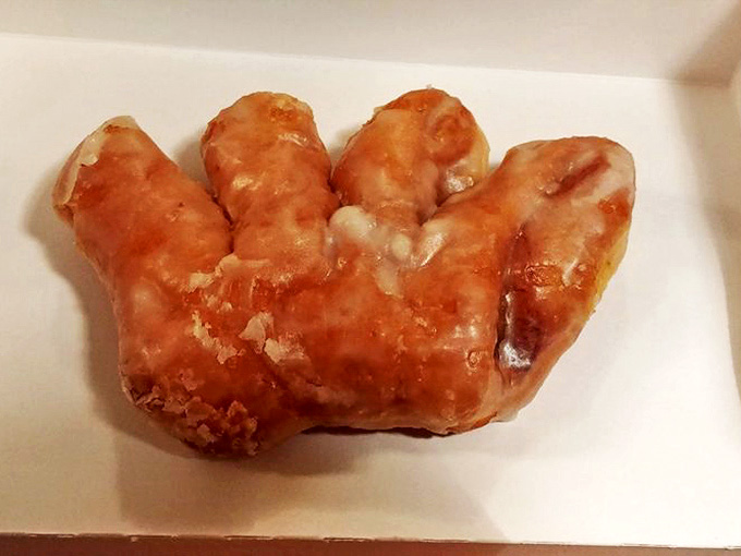 The "Strong Pimp Hand" donut proves that Oklahoma bakers have both skills and a sense of humor that rises like their dough.