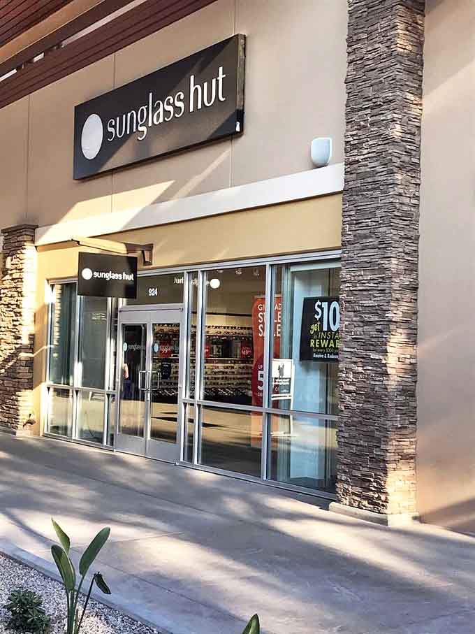 Sunglass Hut stands ready to outfit shoppers with designer eye protection&mdash;practically a necessity under Arizona's enthusiastic sunshine.
