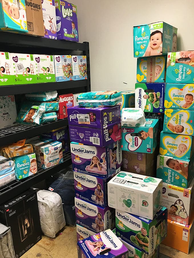 Diaper stockpile that would make any new parent weep with joy. Pampers, Huggies, and more &ndash; because babies may be cute, but they're expensive!