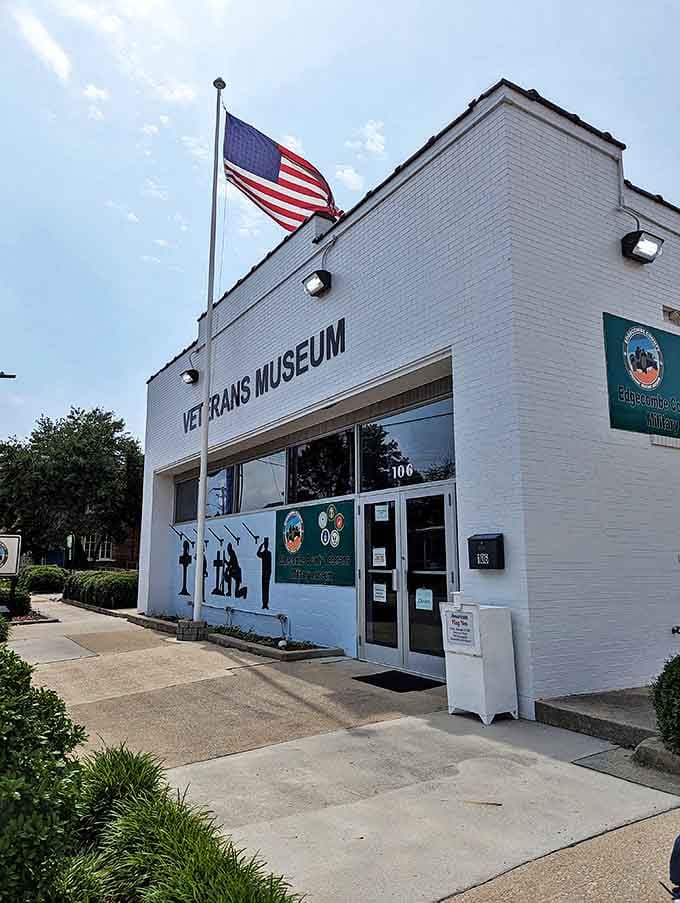 Tarboro's Veterans Museum stands as a humble tribute to service. White-painted brick and simple signage housing extraordinary stories of sacrifice.