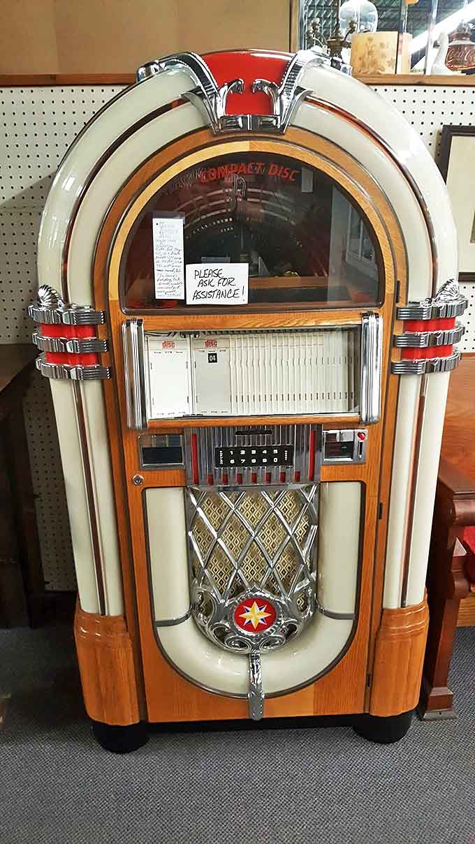 The original music streaming service! This vintage jukebox didn't need Wi-Fi—just nickels and an appreciation for perfectly engineered musical magic.
