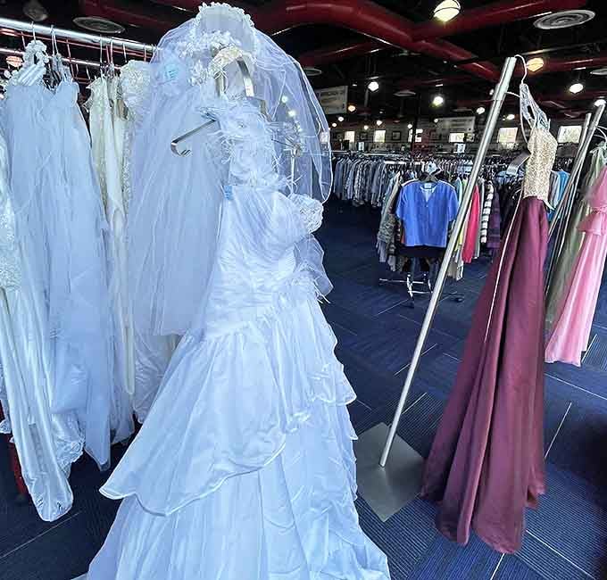 Wedding dresses await second chances at happily-ever-after. Something borrowed becomes something new again in this romantic corner of possibility.