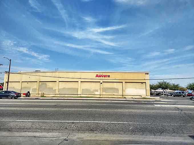 A different angle reveals AMVETS' expansive footprint &ndash; ready to receive donations and dispense deals with equal enthusiasm.