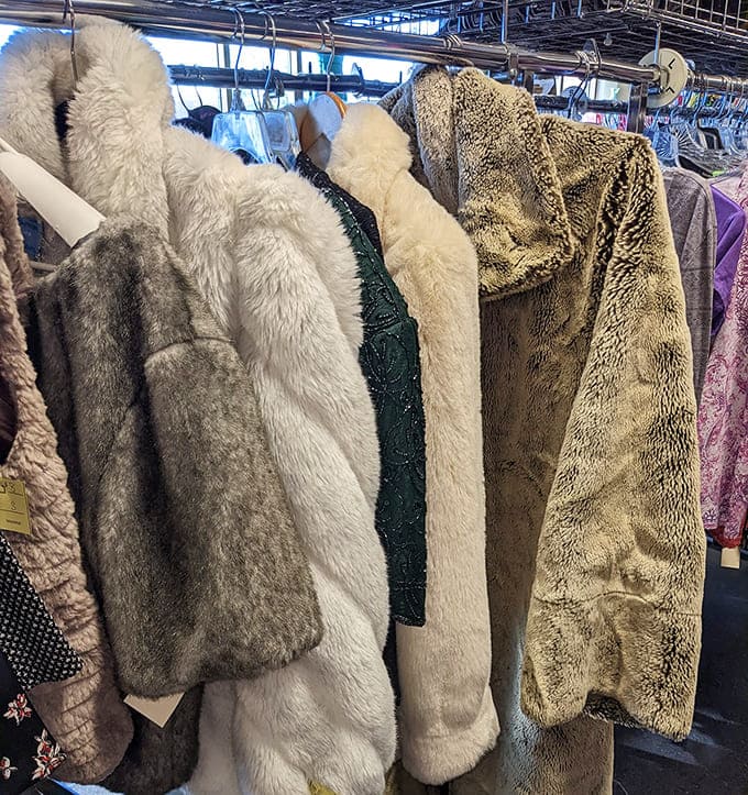 Fur and faux fur coats hanging like plush memories of glamorous evenings. In Arizona, they're more statement piece than necessity, but fabulous nonetheless.