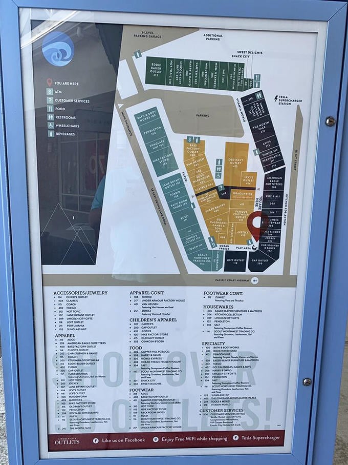 The mall directory reveals the true scope of this shopping adventure&mdash;a treasure map for the bargain hunter's journey.